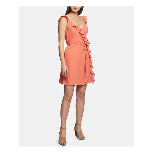 1. State | Dresses | State Womens Ruffled Sleeveless V Neck Above The ...